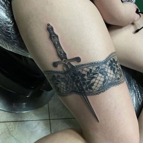 Dentelle Tatouage Cuisse Femme